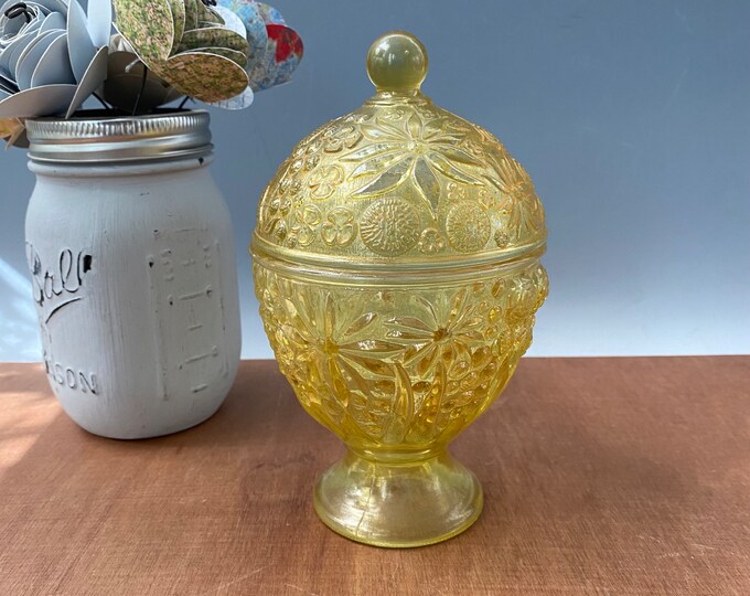 Vintage AVON Yellow Floral Embossed Egg Candy Trinket Dish | Vintage ...