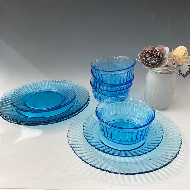 Forte Crisa Azure Blue Plates Bowls Your Choice Blue Glass - Etsy