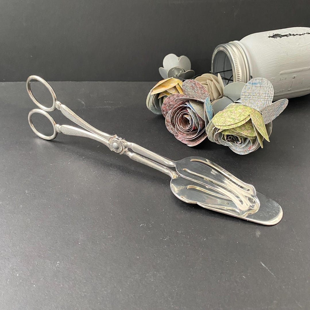 Silverplate Cake Pastry Tongs, Vintage Silverplate Italy Sandwich Tongs ...