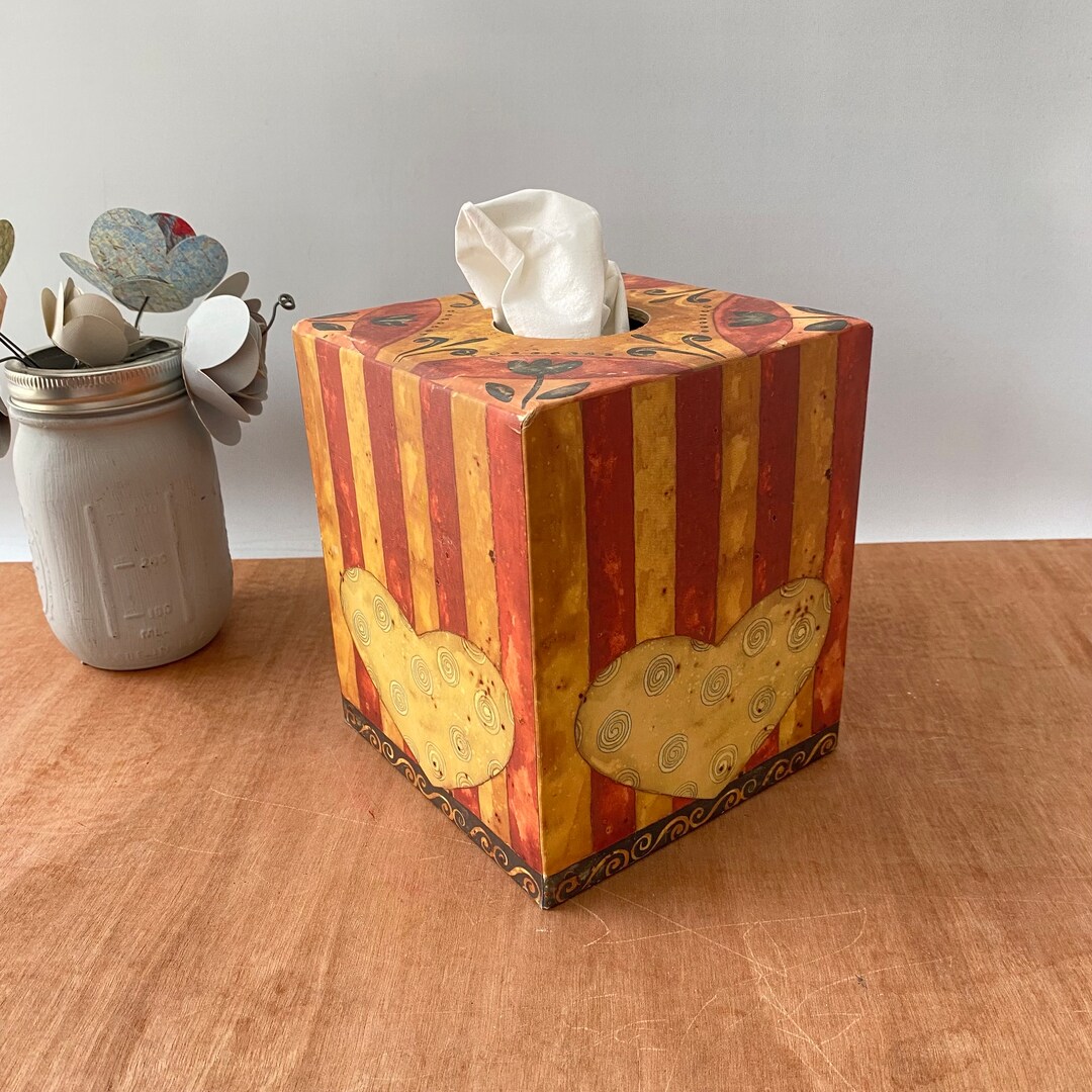 Bob's Boxes Romance Square Tissue Box Cover Vintage Primitive Tissue ...