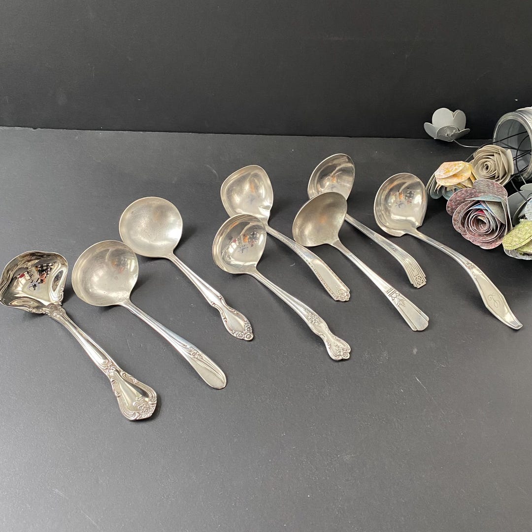 Silverplate Gravy Ladles, Vintage Antique Dipper Silver Plated Spoon ...