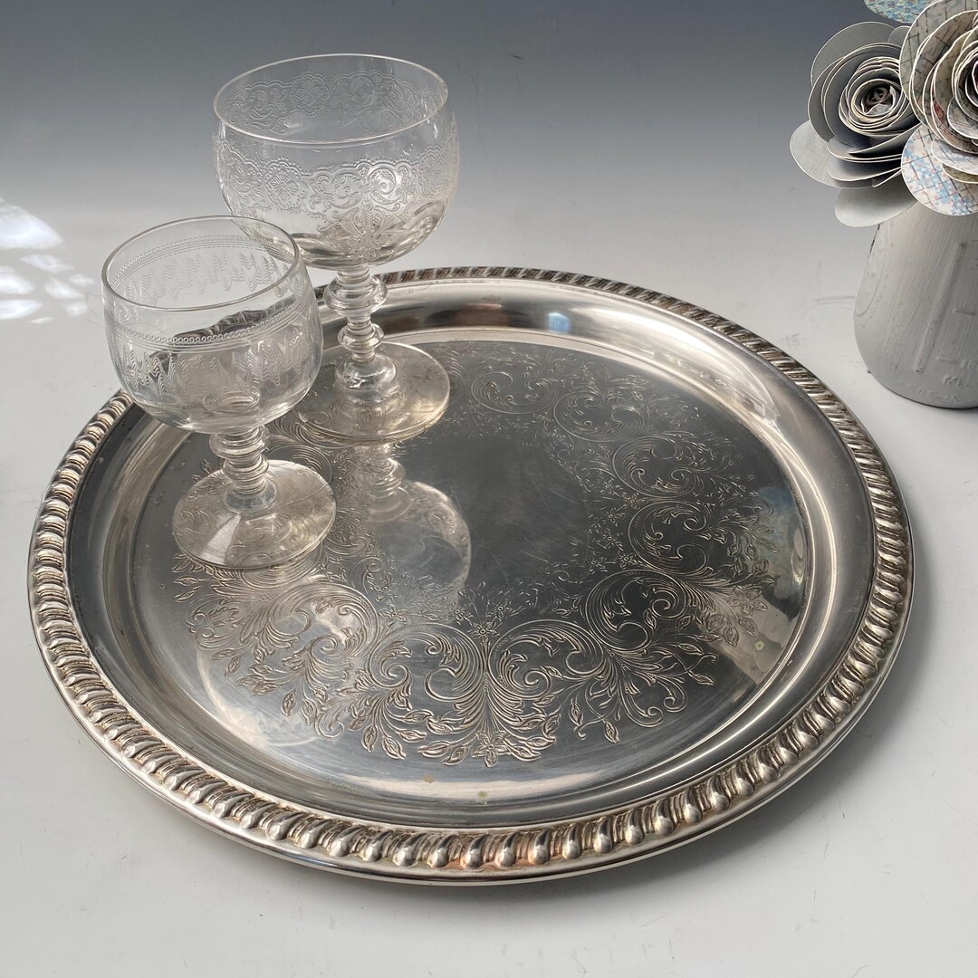 Sheridan Silverplate Round Serving Tray, Sheridan Silver Plated Round ...