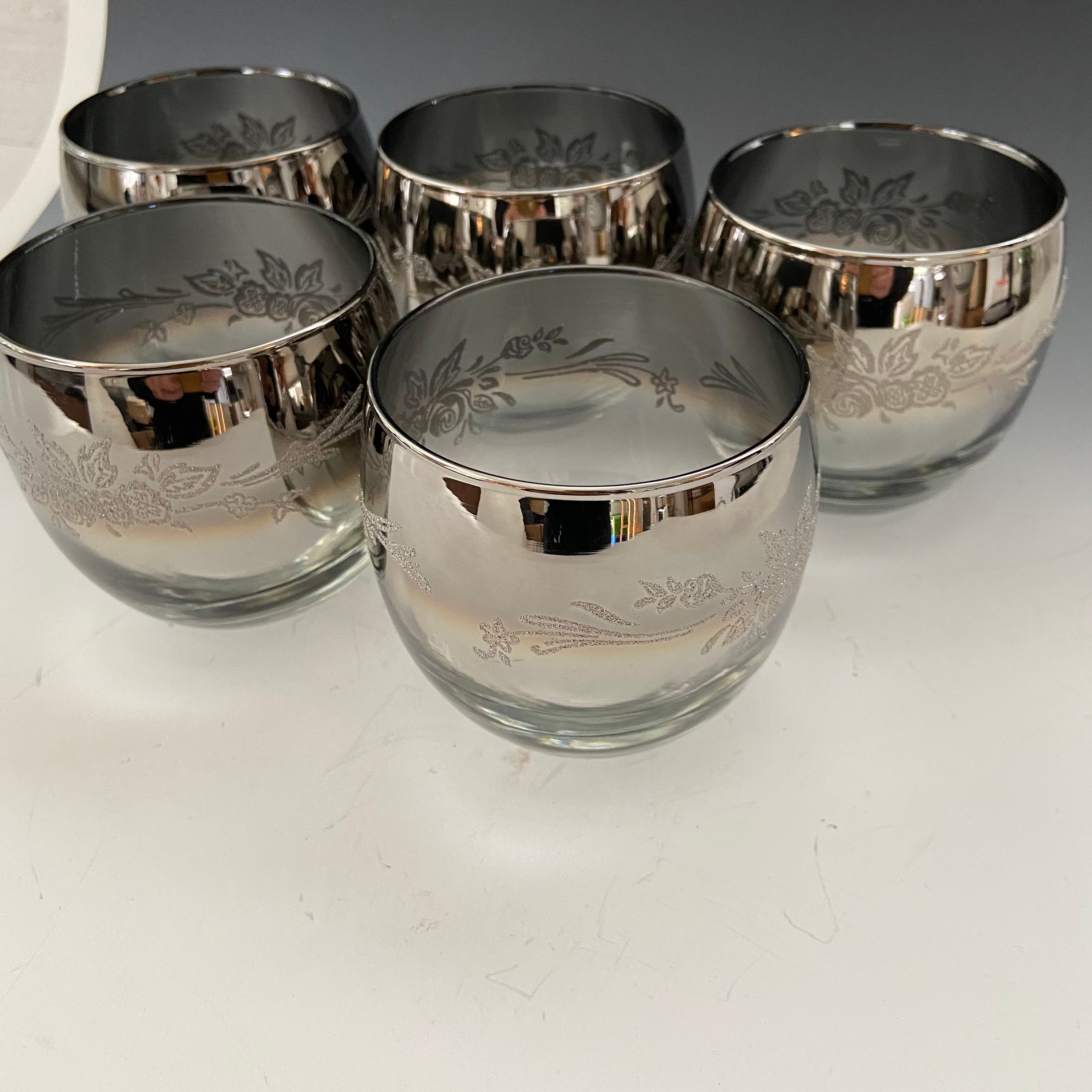 Vitreon Queen's Lusterware Silver Fade Roly Poly Glasses - Etsy