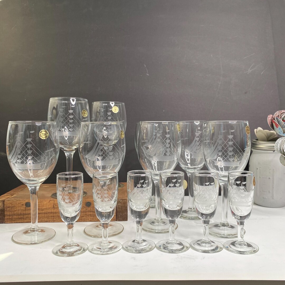 Javit Badash Crystal Clipper Ship Wine Glass, Crystal Wine Glass ...
