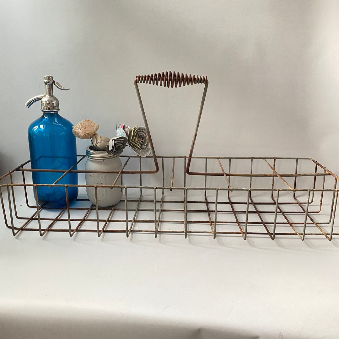 Vintage Large Milk Bottle Carrier, Metal Milk Bottle Caddy Carrier ...