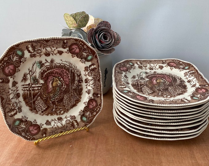 Johnson Brothers His Majesty Turkey Square Salad Dessert Plates ...