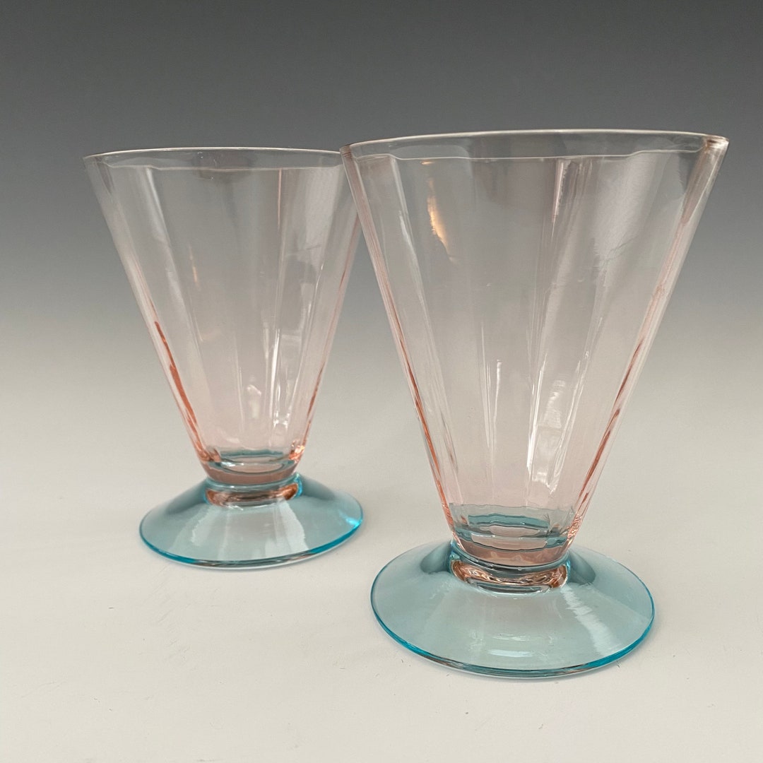 RARE Morgantown Fondale 7658 Pattern Pink Blue Footed Tumbler Pink ...