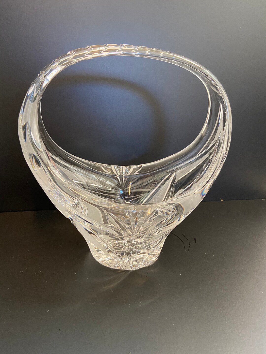European Hand Cut Lead Crystal Basket, Crystal Candy Nut Basket - Etsy