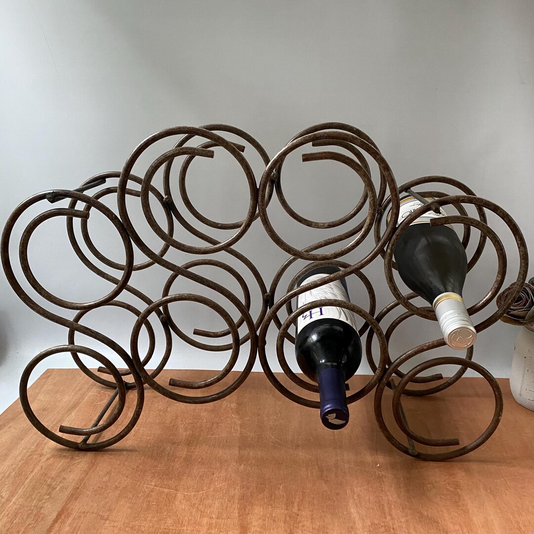 Vintage Metal Circular Wine Rack | Vintage Wine Bottle Rack | Rustic ...