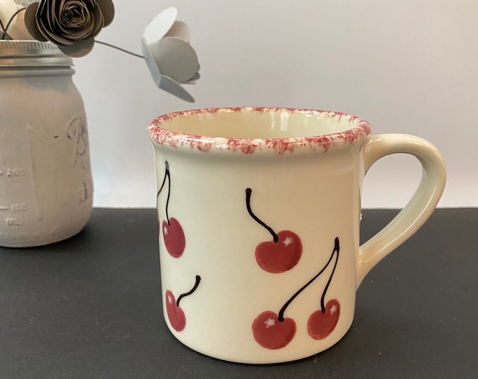 Hearthstone Pottery Cherry Mug | Large Vintage Stoneware Cherry Mug ...