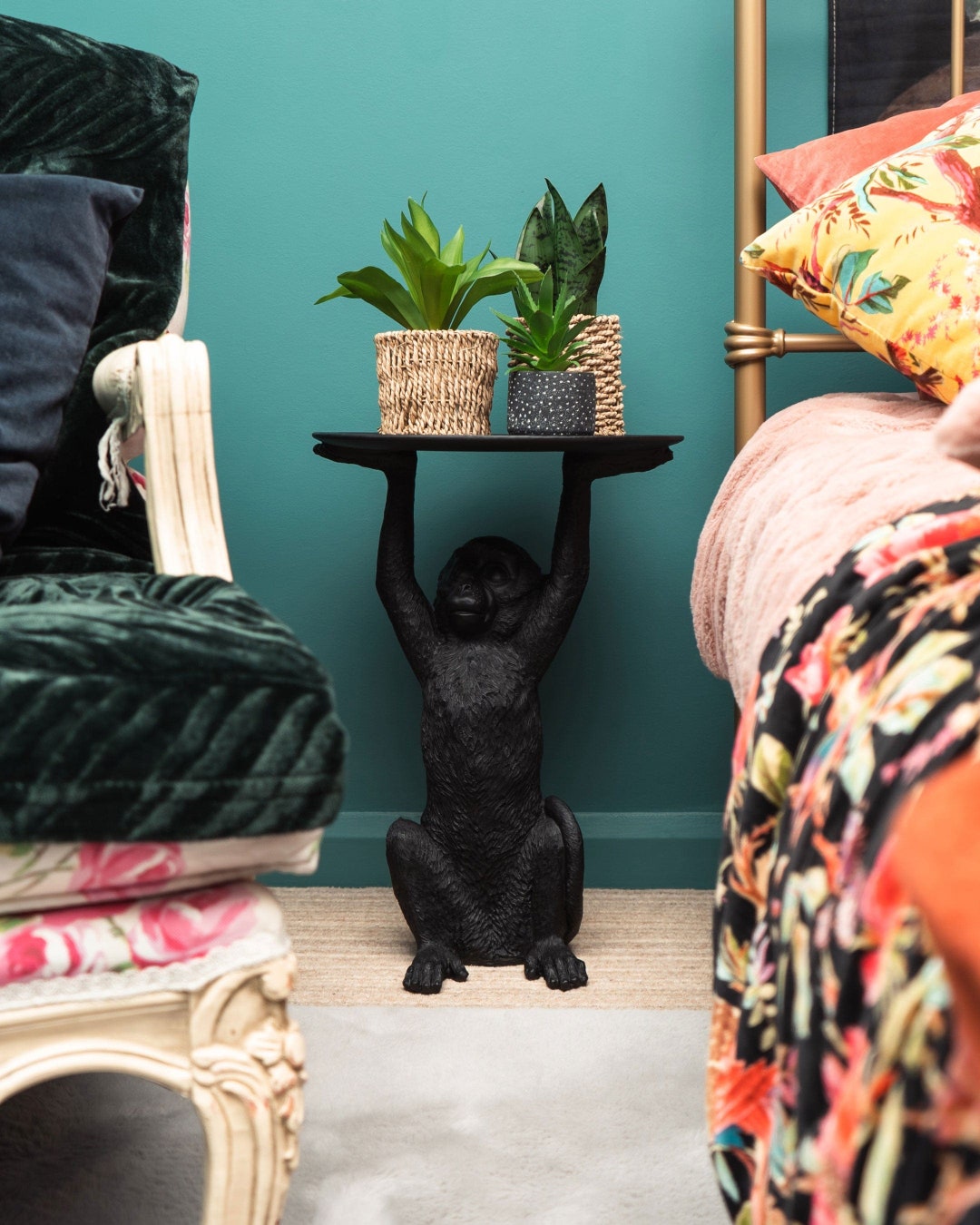 Matte Black Monkey Side Table - Etsy