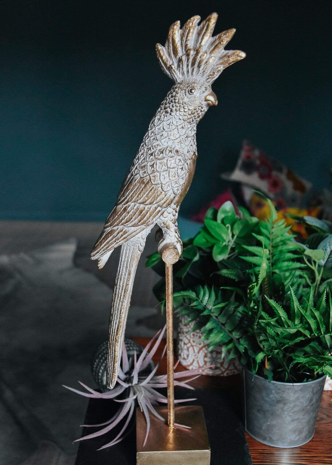 Light Gold Parrot on Stand - Etsy UK