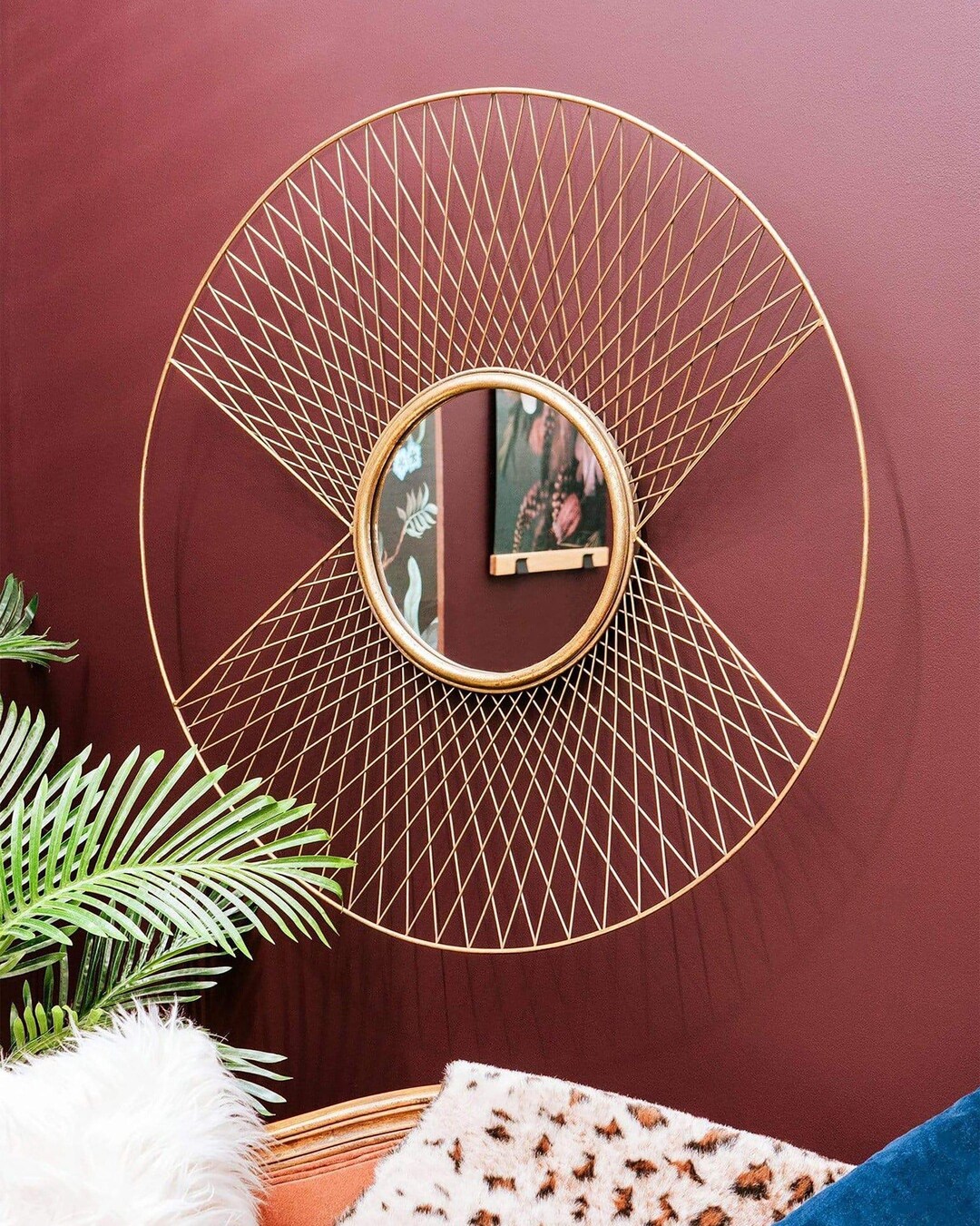 Round Gold Wire Mirror - Etsy