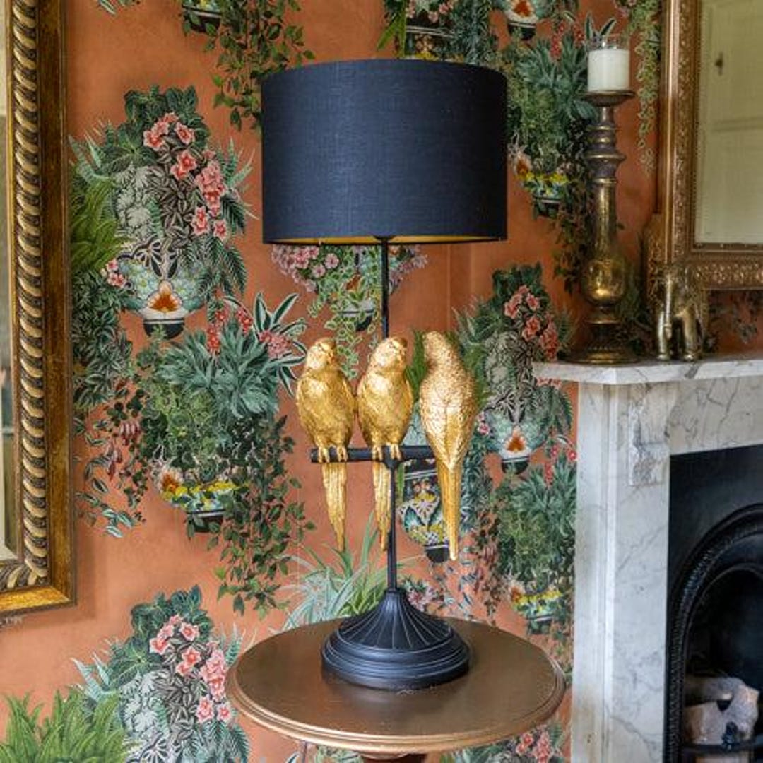 Trio Parrots Lamp: Black Gold Base With Matching Shade - Etsy