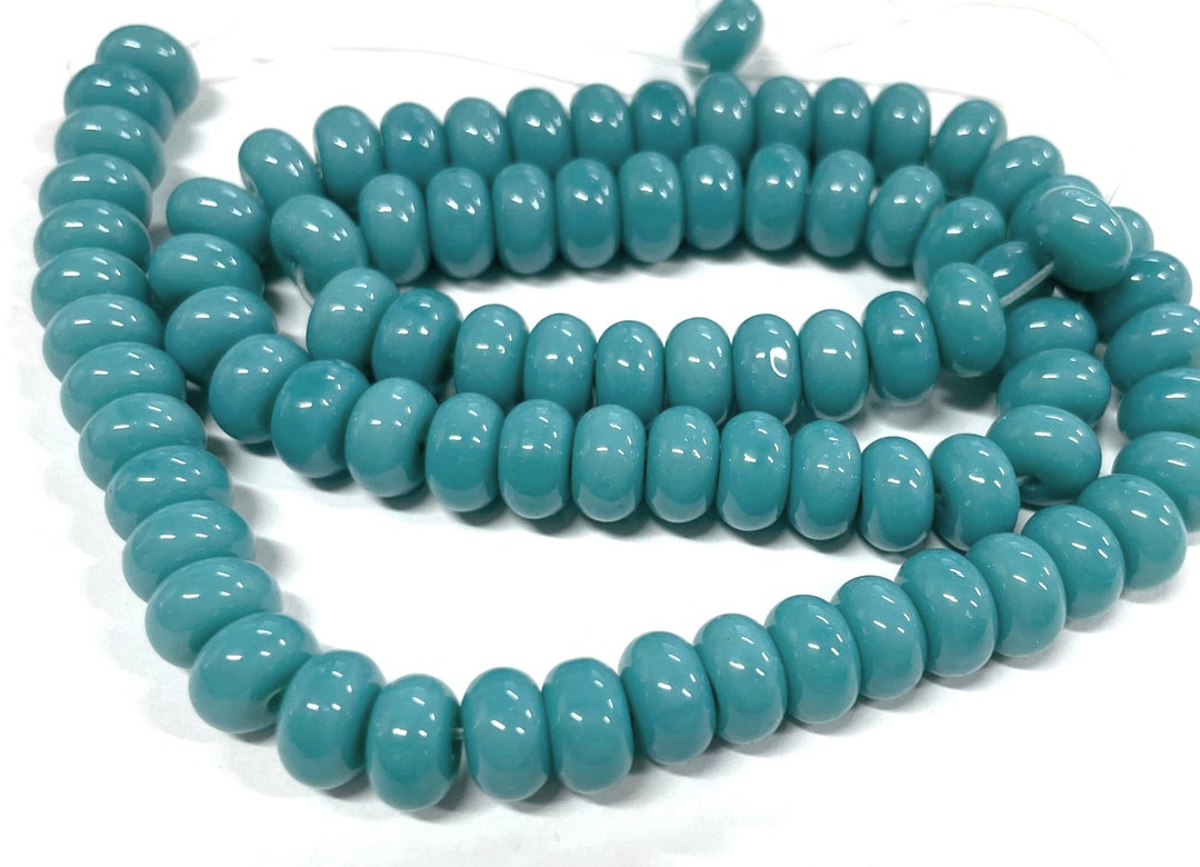 1 Strand(86pcs) of Turquoise Blue Abacus Glass Beads 8mm Smooth ...