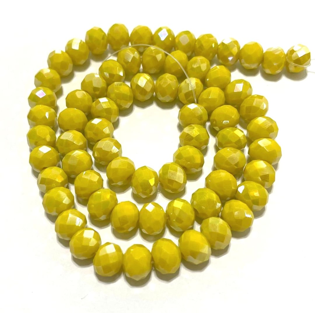 Electroplated Yellow AB Faceted Rondelle Glass Crystal Beads 8mm 1 ...