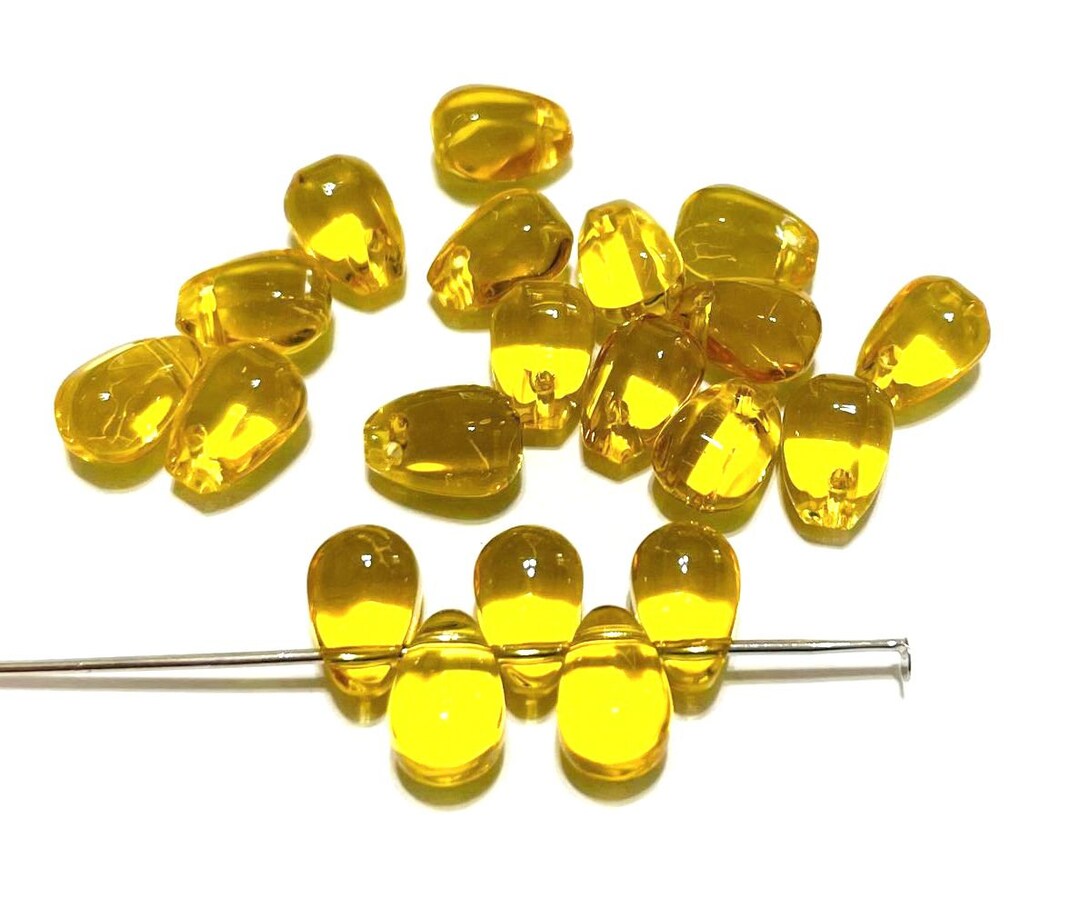 20pcs of Yellow Teardrops Beads Glass Beads 9mm (NO.TTD14-1708) - Etsy