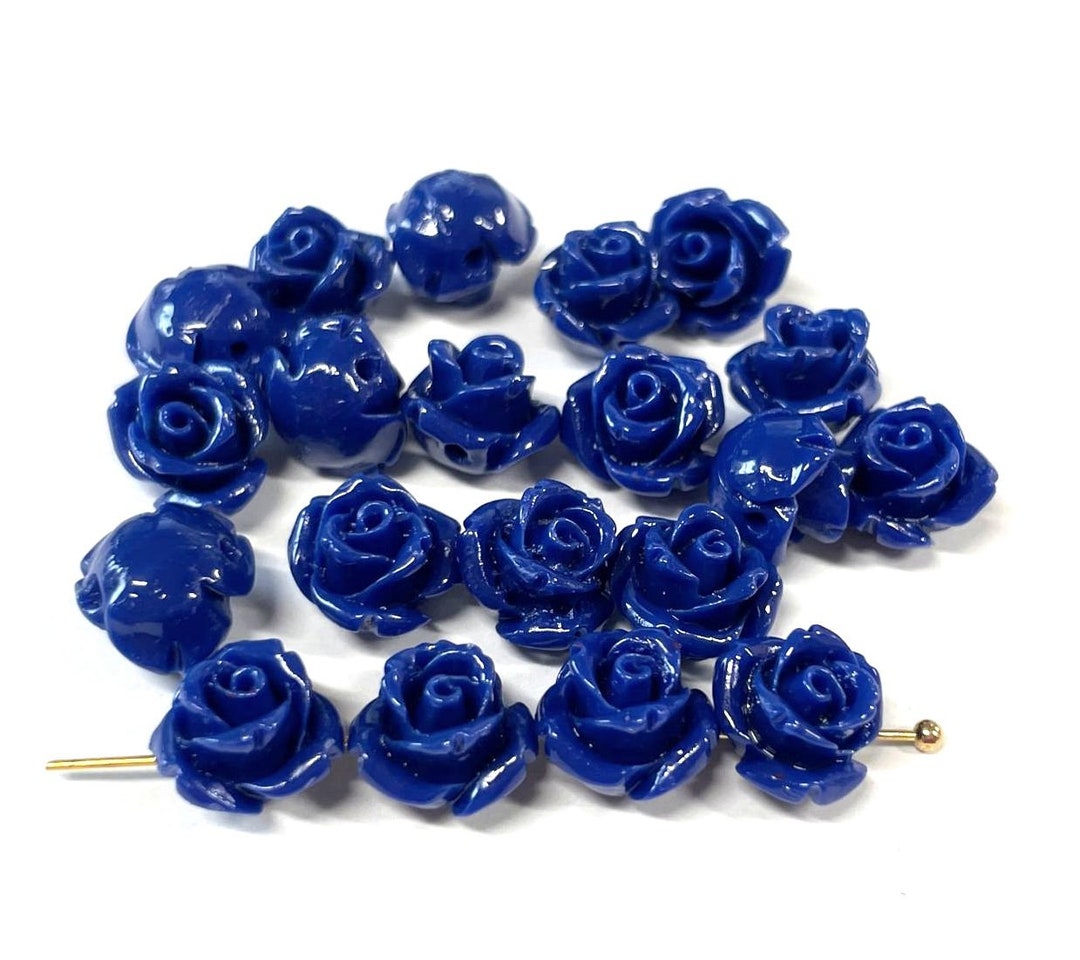 20 Royal Blue Rose Beads Pressed Shell Powder Flowers (10mm)(no.sfl18 ...