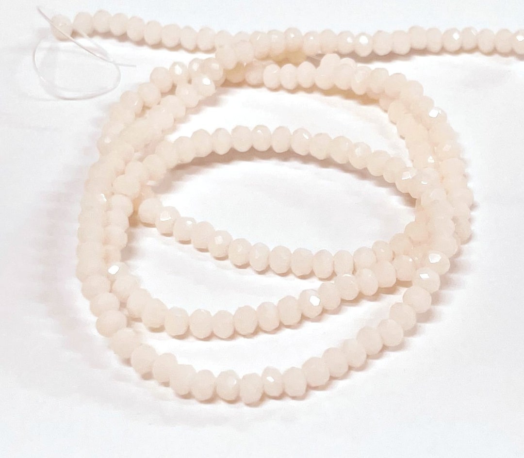 1 Strand of Opaque Pale Pink Faceted Rondelle Glass Crystal Beads 3mm ...