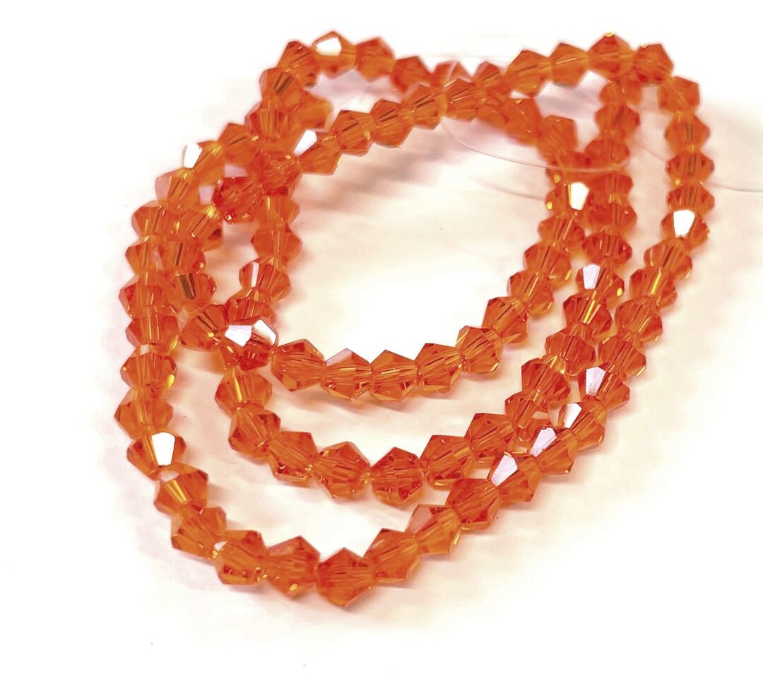 1 Strand 95pcs of Orange Bicone Beads 4mm Glass Beads N0.BC226-654 - Etsy