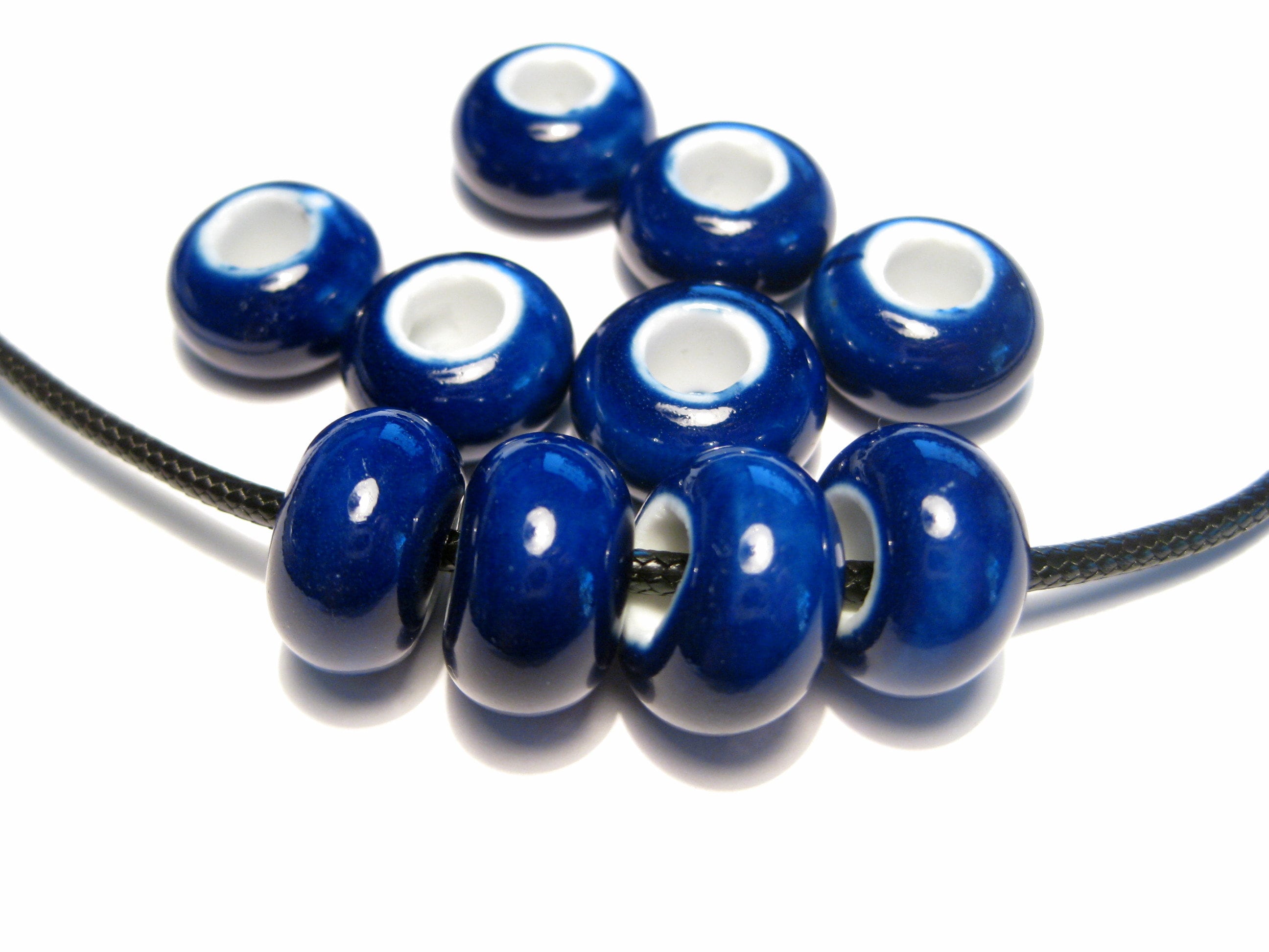 10pcs of Blue Ceramic Beads Large Hole Beads 14mm Ceramic | Etsy