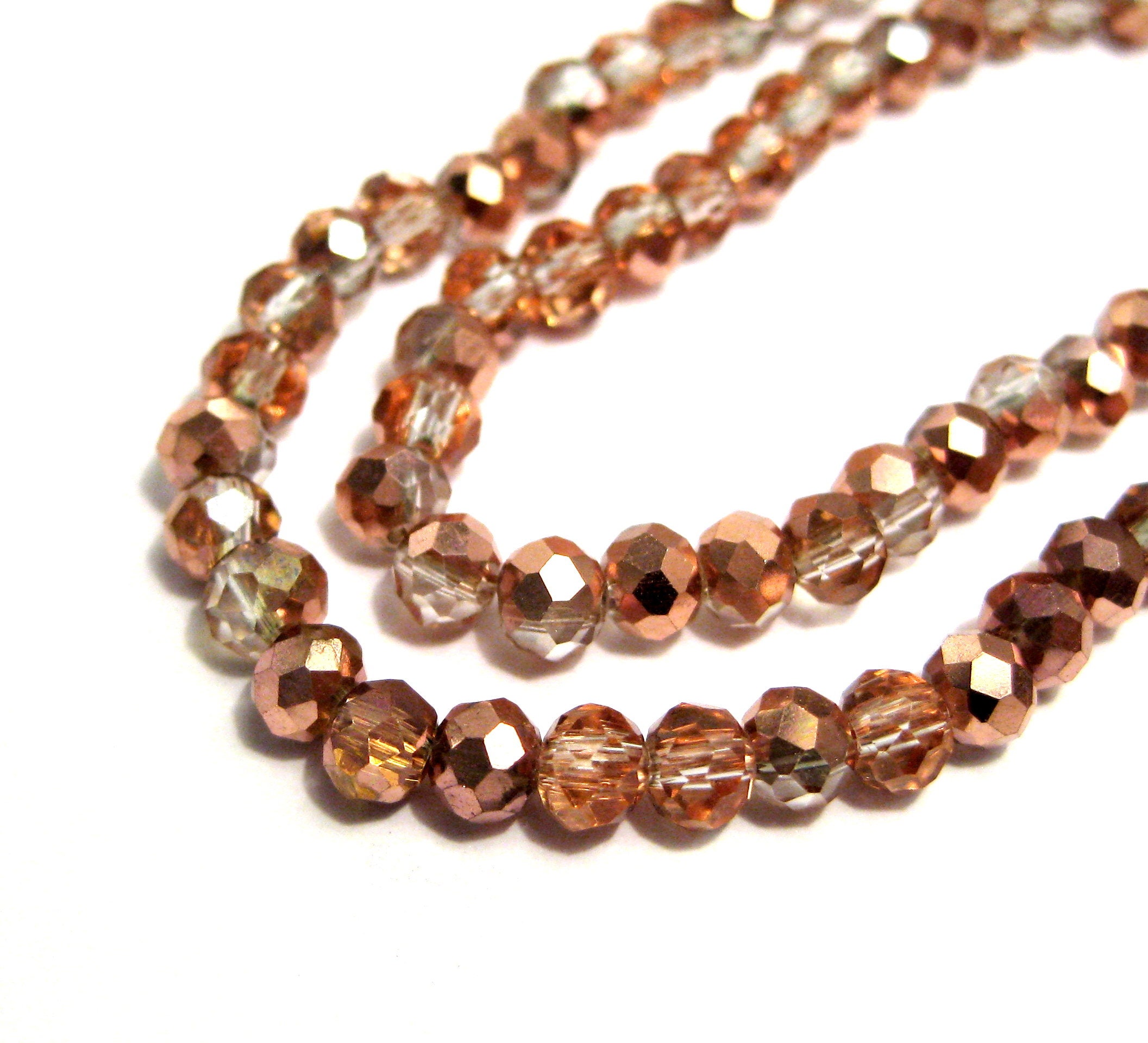 1 Strand 130pcs of Half Plated Rose Gold Rondelle Faceted | Etsy