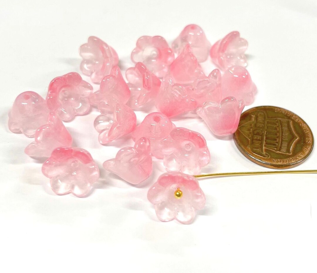 20pcs of Pink Gradient Bell Flower Glass Beads 12x7mm (no.fl42-2027) - Etsy
