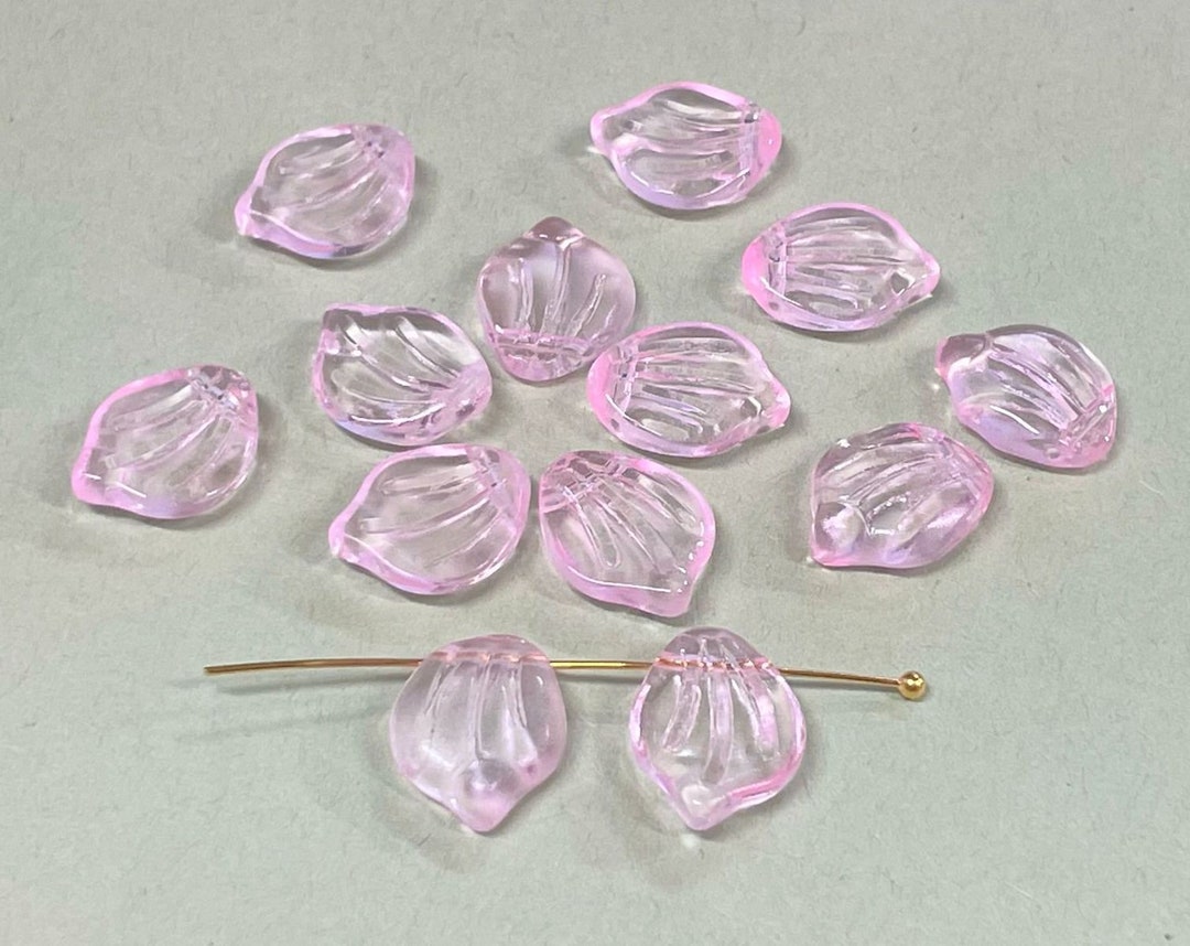 20pcs of Clear Pink Flower Petal Glass Beads (no.sfl4-2807) - Etsy