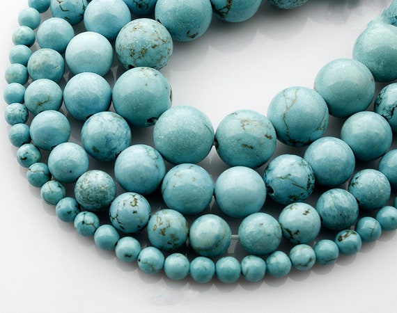 1 Strand of Natural Turquoise Beads Round Stone Beads - Etsy