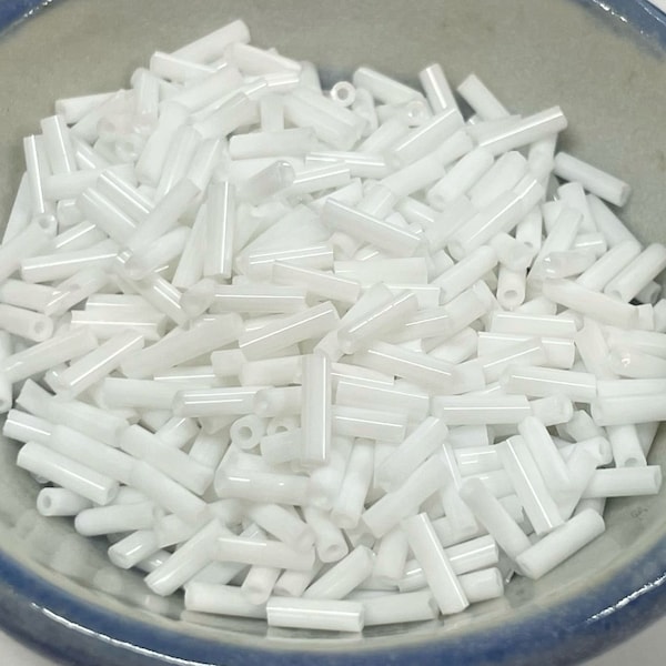 White Bugle Beads - Etsy