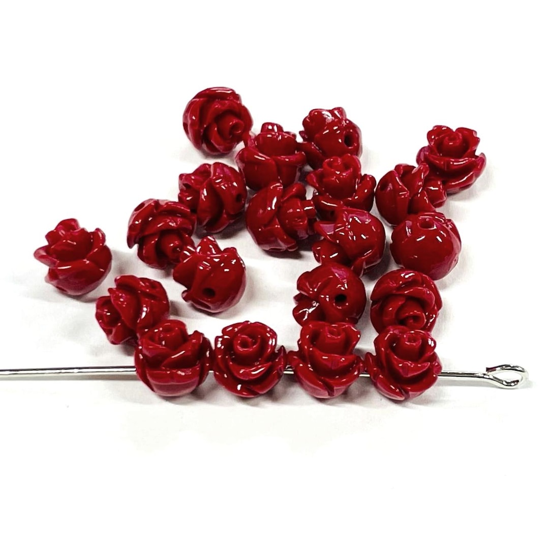20 Dark Red Rose Beads 6mm Shell Powder Pressed Flowers(no.sfl15-2601a ...