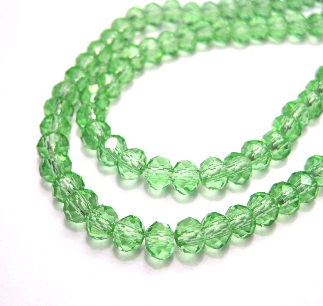 1 Strand of Transparent Light Green Faceted Rondelle Glass Crystal ...