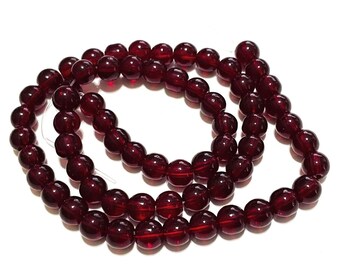 1 Strand of Red Smooth Round Glass Beads 6mmno.smrd18 - Etsy