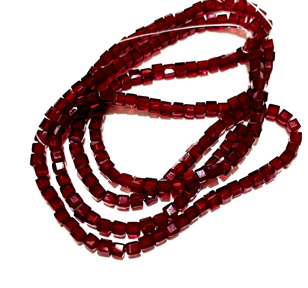 1 Strand 195pcs of Transparent Dark Rube Red 2mm Cube Glass - Etsy