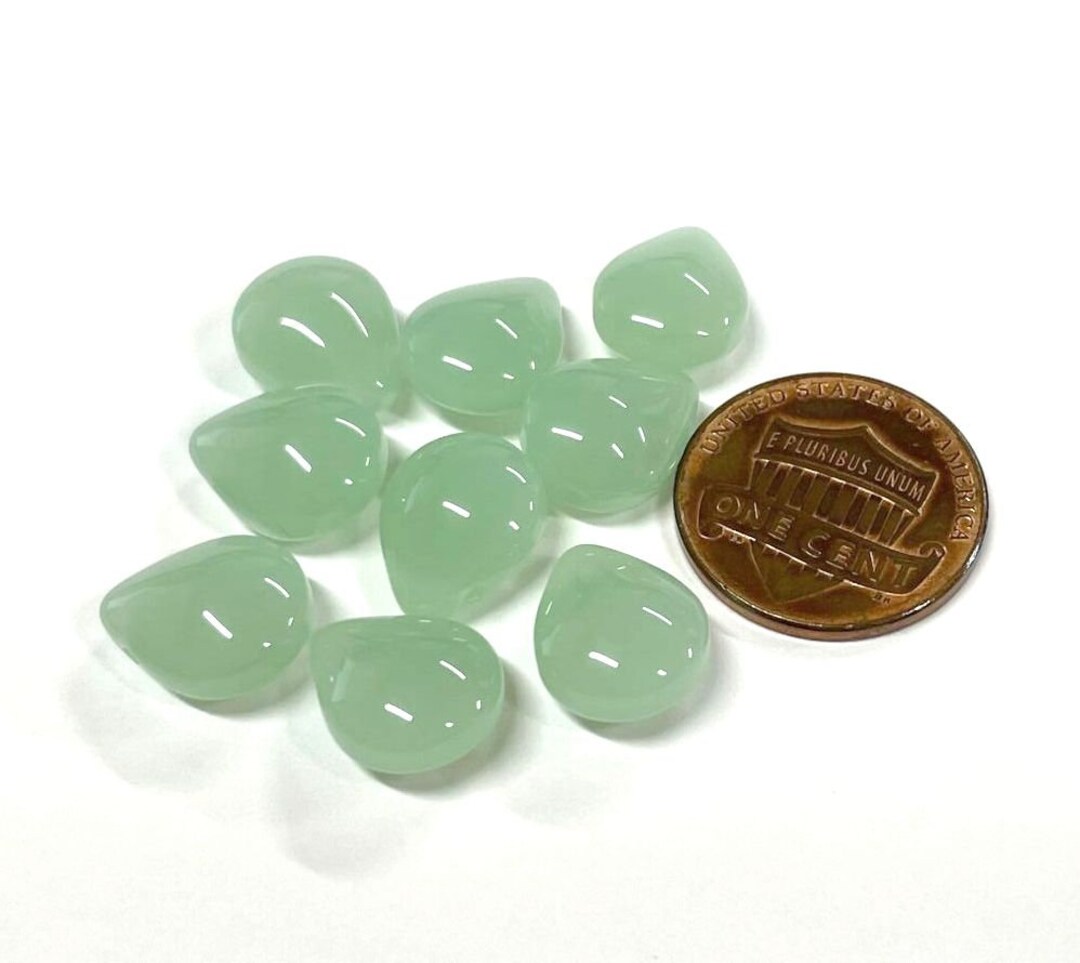 10pcs of Light Green Teardrop Beads 12mm Glass Teardrop Beads Puffed ...