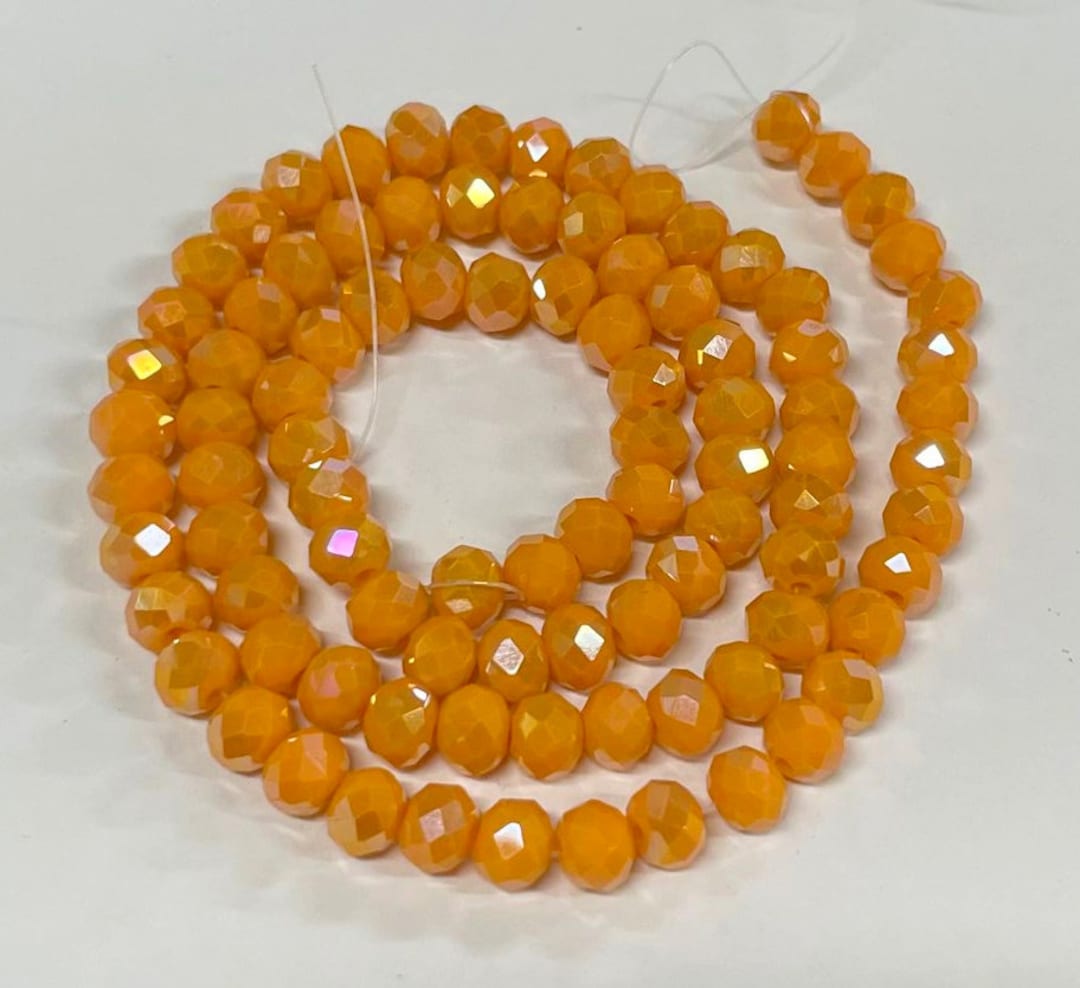 Orange AB Faceted Glass Crystal Beads 6mm Rondelle 1 Strand (no.94-1303 ...