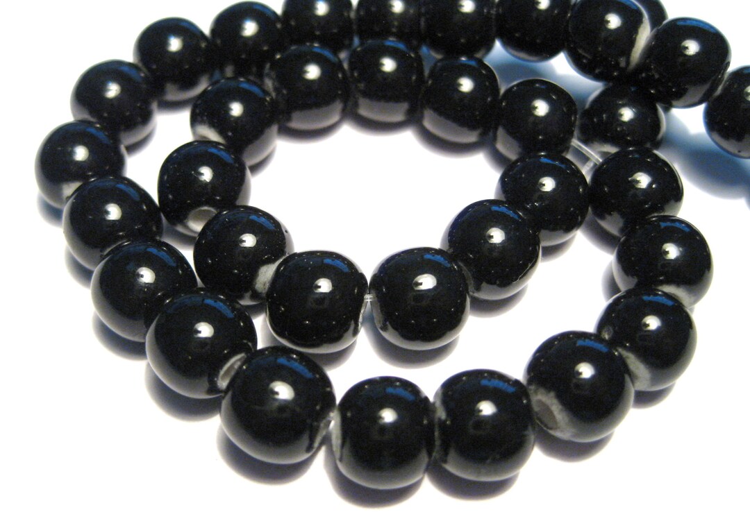 1 Strand (40pcs) of Black Ceramic Beads 8mm Round (no.cm22-382) - Etsy