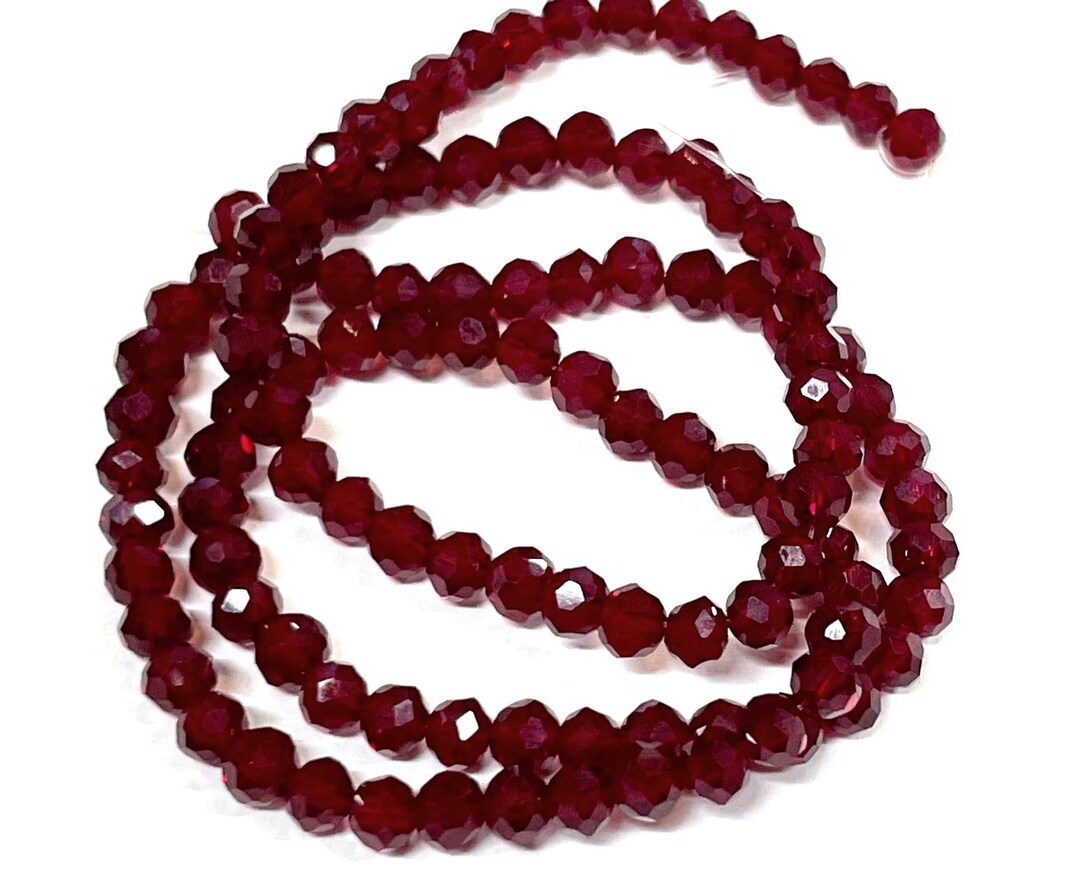 1 Strand of Transparent Dark Red Faceted Rondelle Glass Crystal Beads ...