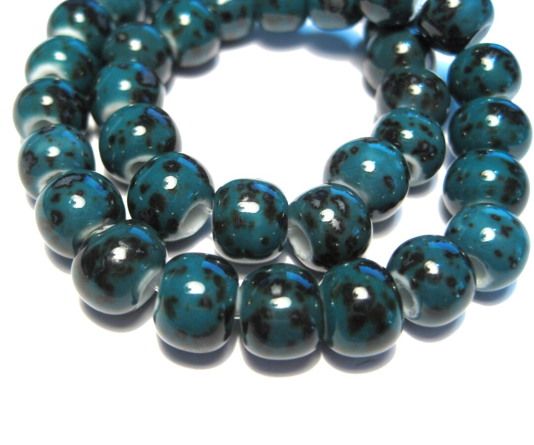 1 Strand 40pcs of Dark Teal Blue Ceramic Beads 8mm - Etsy