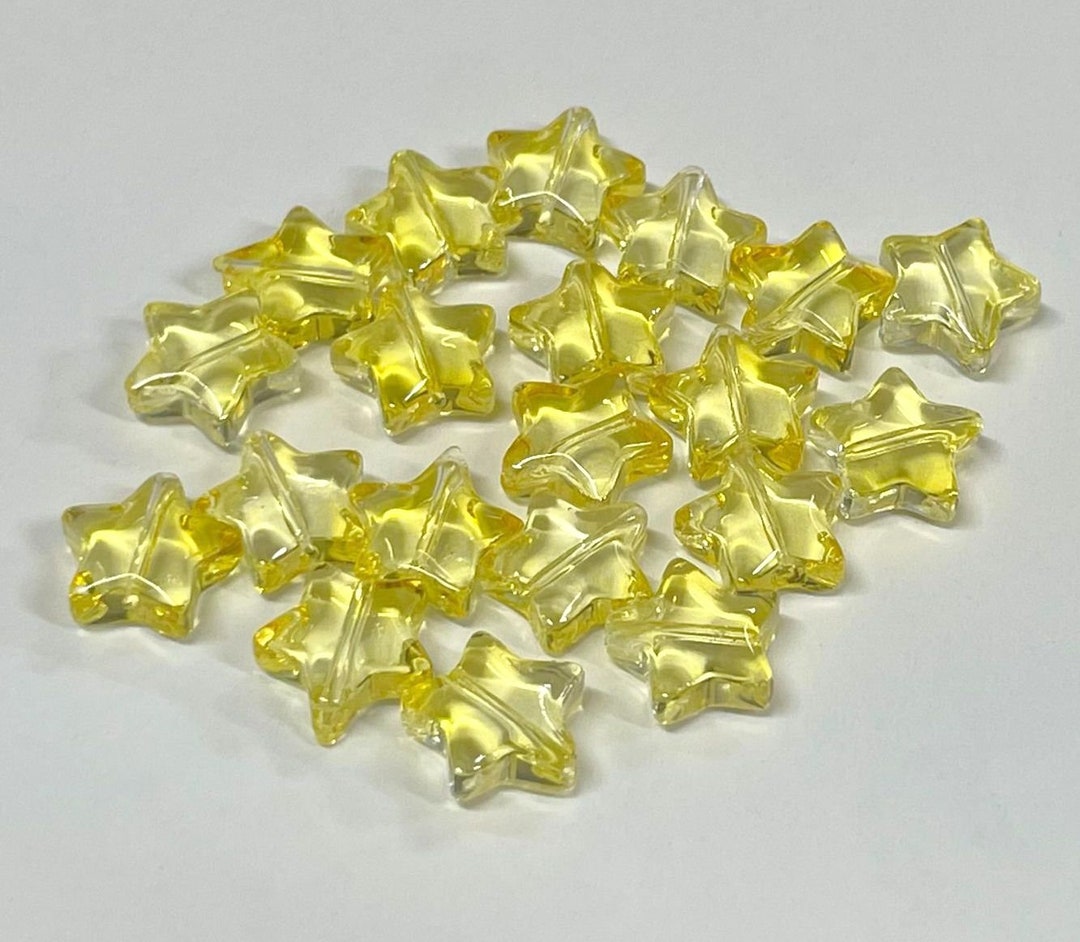 20pcs of Yellow Star Glass Beads Translucent Star Beads 10mm (no.st34 ...
