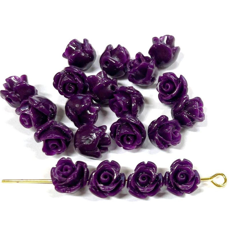 Purple Flower Beads - Etsy