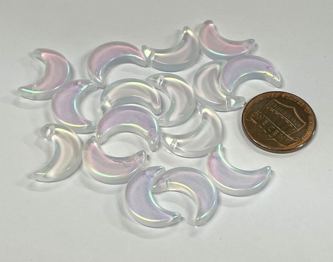 20pcs of Frosted AB Crescent Moon Glass Beads Transparent Moon - Etsy