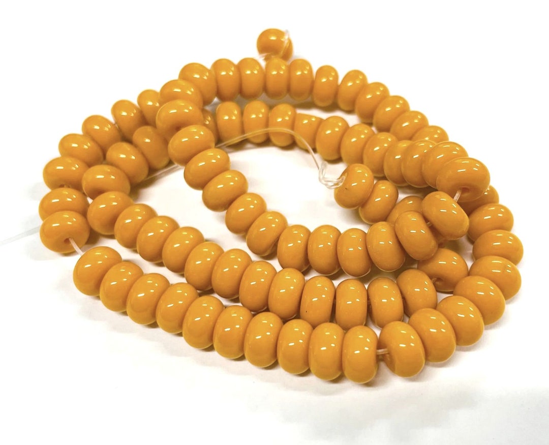 1 Strand(86pcs) of Orange Abacus Glass Beads 8mm Smooth Rondelle Glass ...