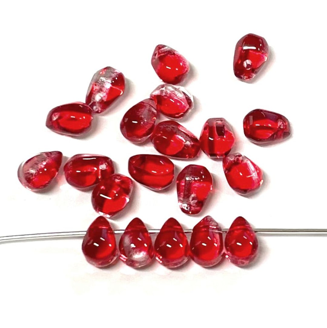 20pcs of Small Clear Red Teardrops Beads Glass Beads 6mm (NO.TTD1-1656 ...
