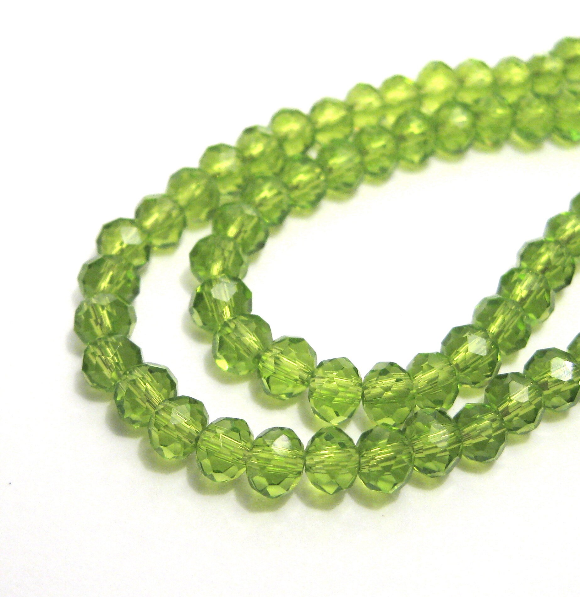 1 Strand of Transparent Olive Green Faceted Rondelle Glass Crystal ...
