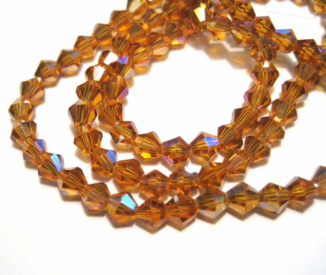 1 Strand 95pcs of Brown AB Bicone Beads 4mm Glass Beads N0.BC215-634 - Etsy