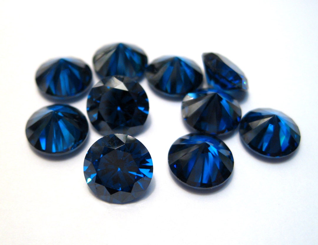 1pc of Blue Cubic Zirconia Faceted CZ Loose Stones AAA Grade 8mm Round ...