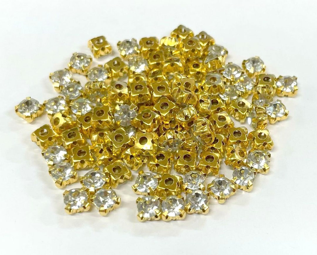 100pcs of Clear Sew on Crystals Rhinestones With Brass Setting 5.5mm ...