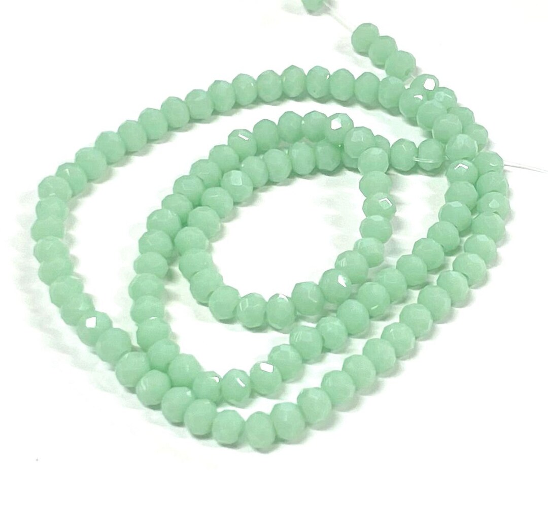1 Strand of Opaque Sea Green Faceted Rondelle Glass Crystal Beads 3mm ...