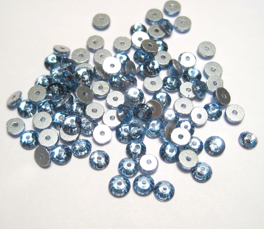 100pcs of Light Blue Sew on Rhinestones Flat Back Sew on Rhinestones ...